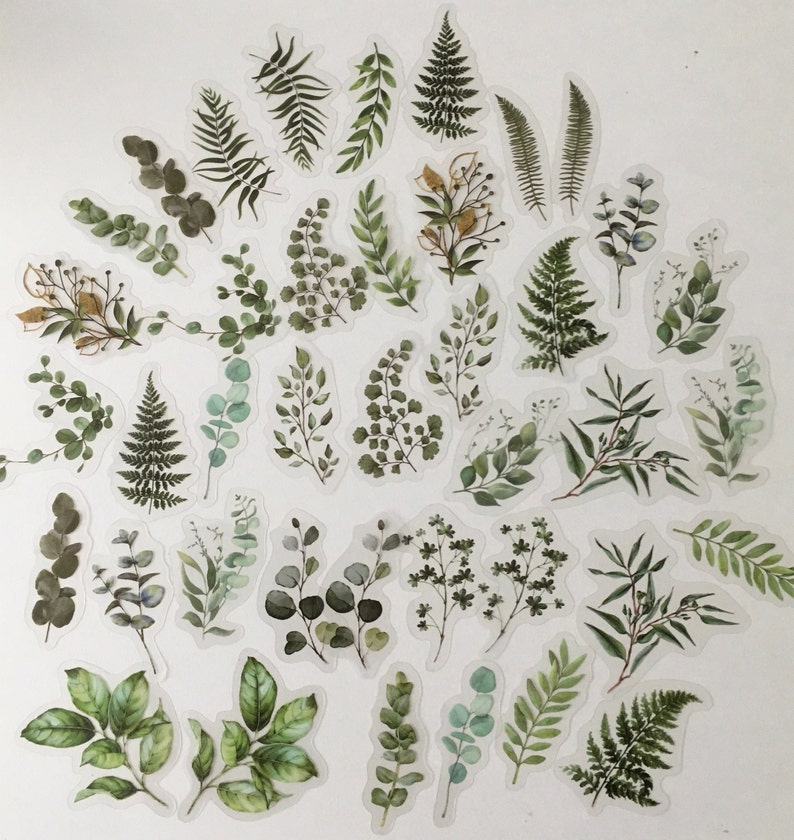 Sticker Pack / 40 Pc. Vintage Style Leaves & Stems Stickers - Etsy