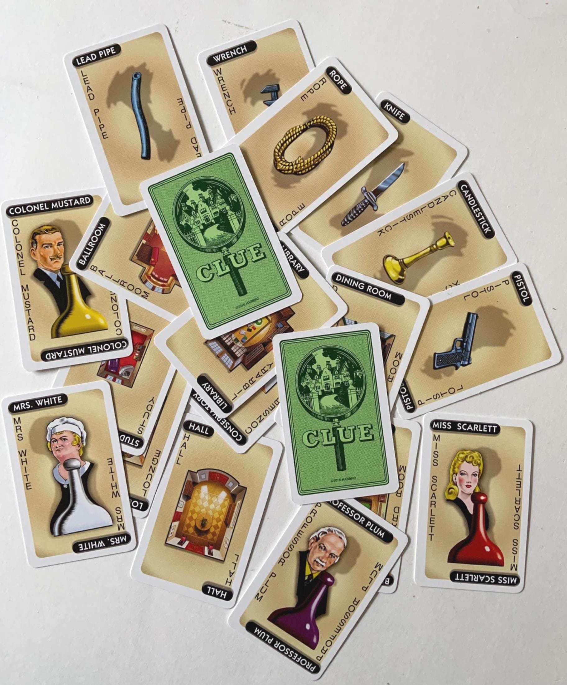 CLUE Cards / 21 Vintage Clue Game Cards Green Backs 2009 -- Great for ...