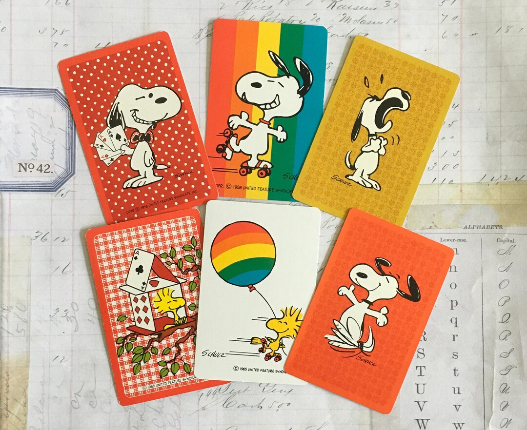 Snoopy Cards / 6 Vintage Snoopy Playing Cards JOKERS by Hallmark Great ...