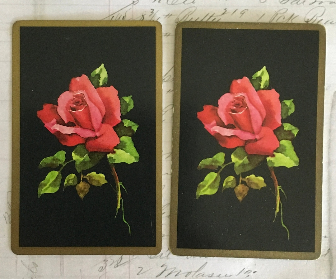 Rose Cards /2 Vintage Roses Floral Playing Cards Great for Mixed Media ...
