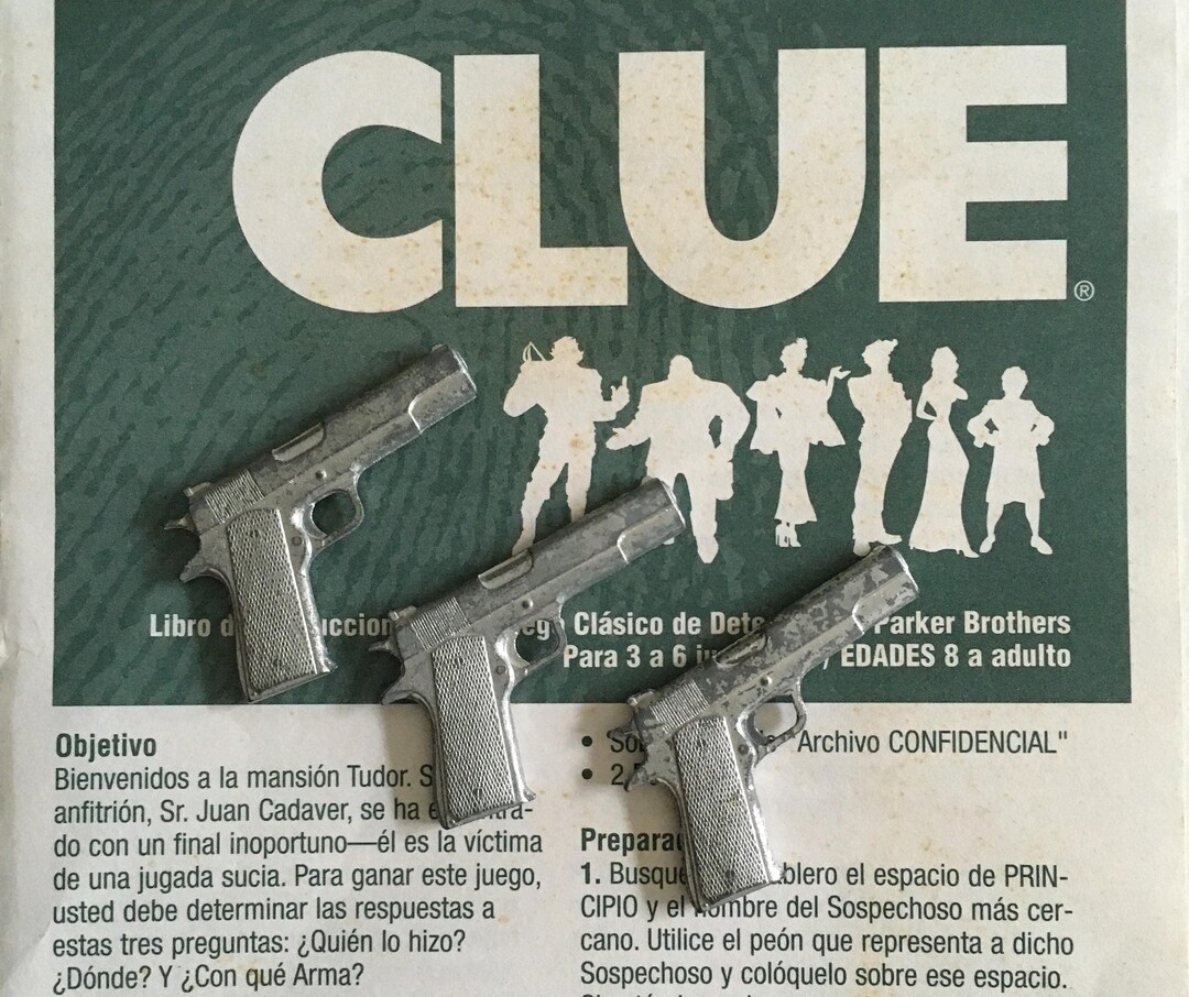 CLUE Tokens / 3 Vintage Clue Game Weapons GUNS Metal Game Pieces for ...
