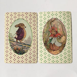 Rabbit Cards / 2 Vintage Rabbit Playing Cards Great for Mixed Media ...