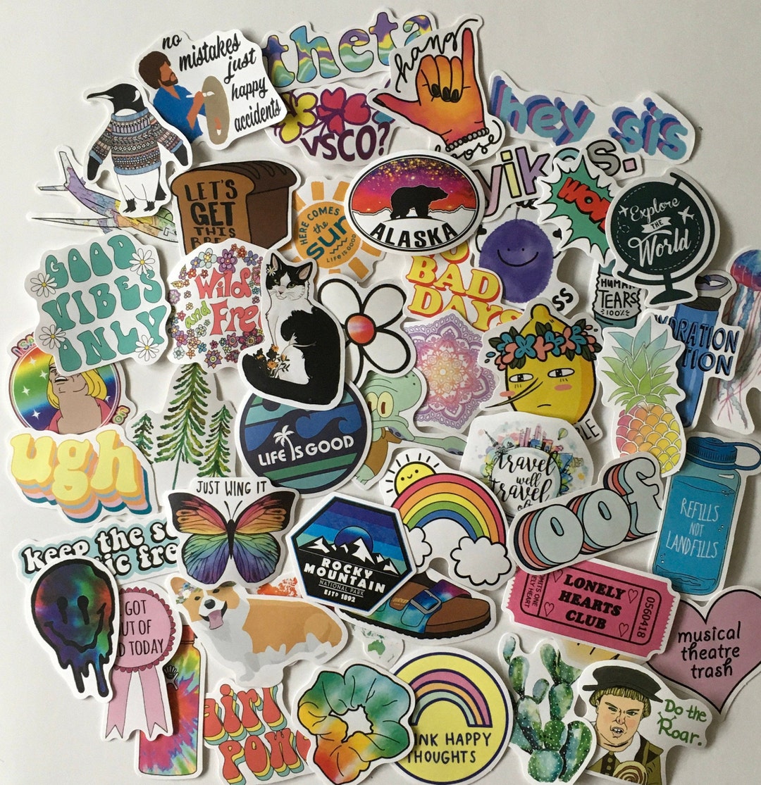 STICKERS / 50 Hydro Flask Stickers VSCO Girl for Laptop, Skateboard ...