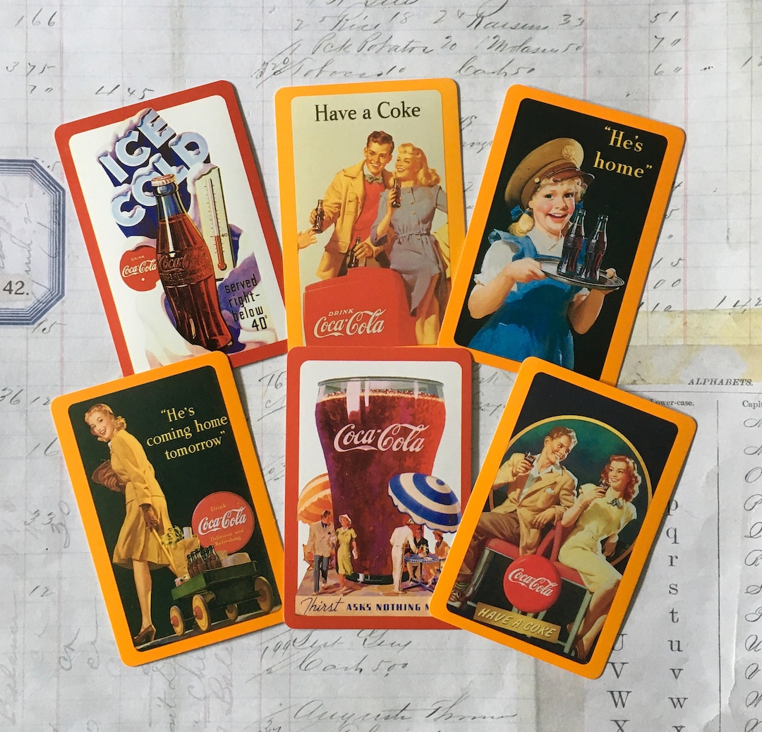Coca Cola Cards / 6 Vintage Coca Cola Advertising Playing Cards Great ...
