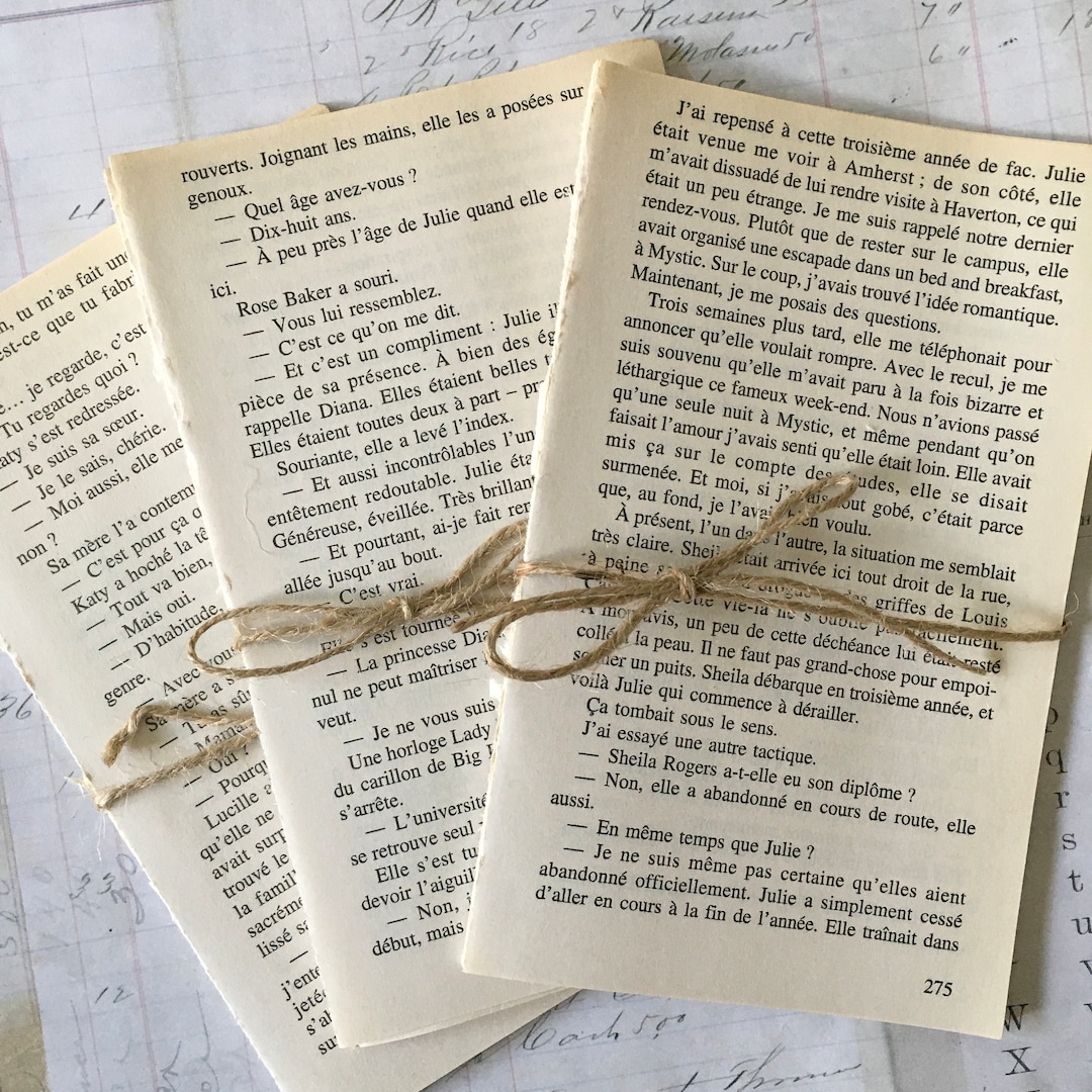 French Book Pages / 20 French Novel Book Pages Ephemera Great for ...