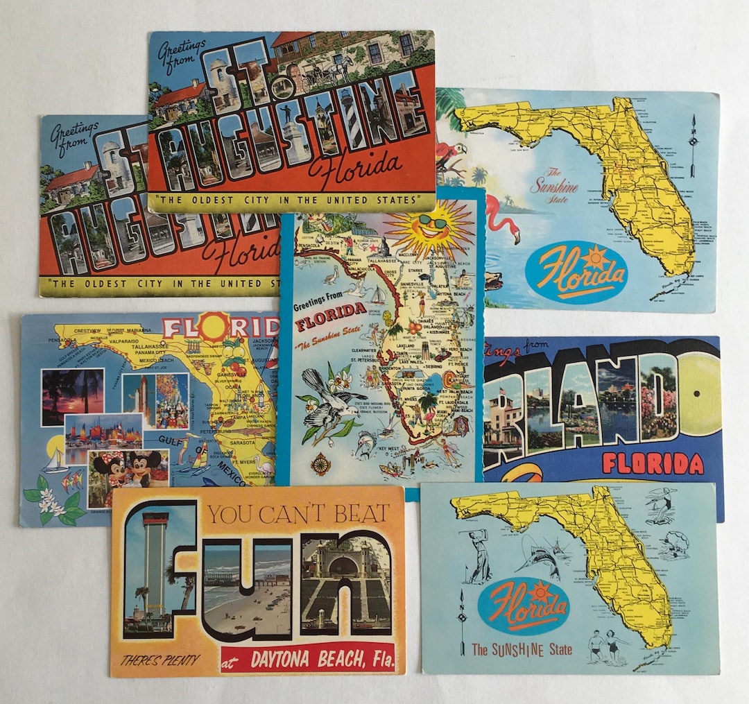 FLORIDA POSTCARDS / 8 Vintage Florida Postcards Unused and Used Mixed ...