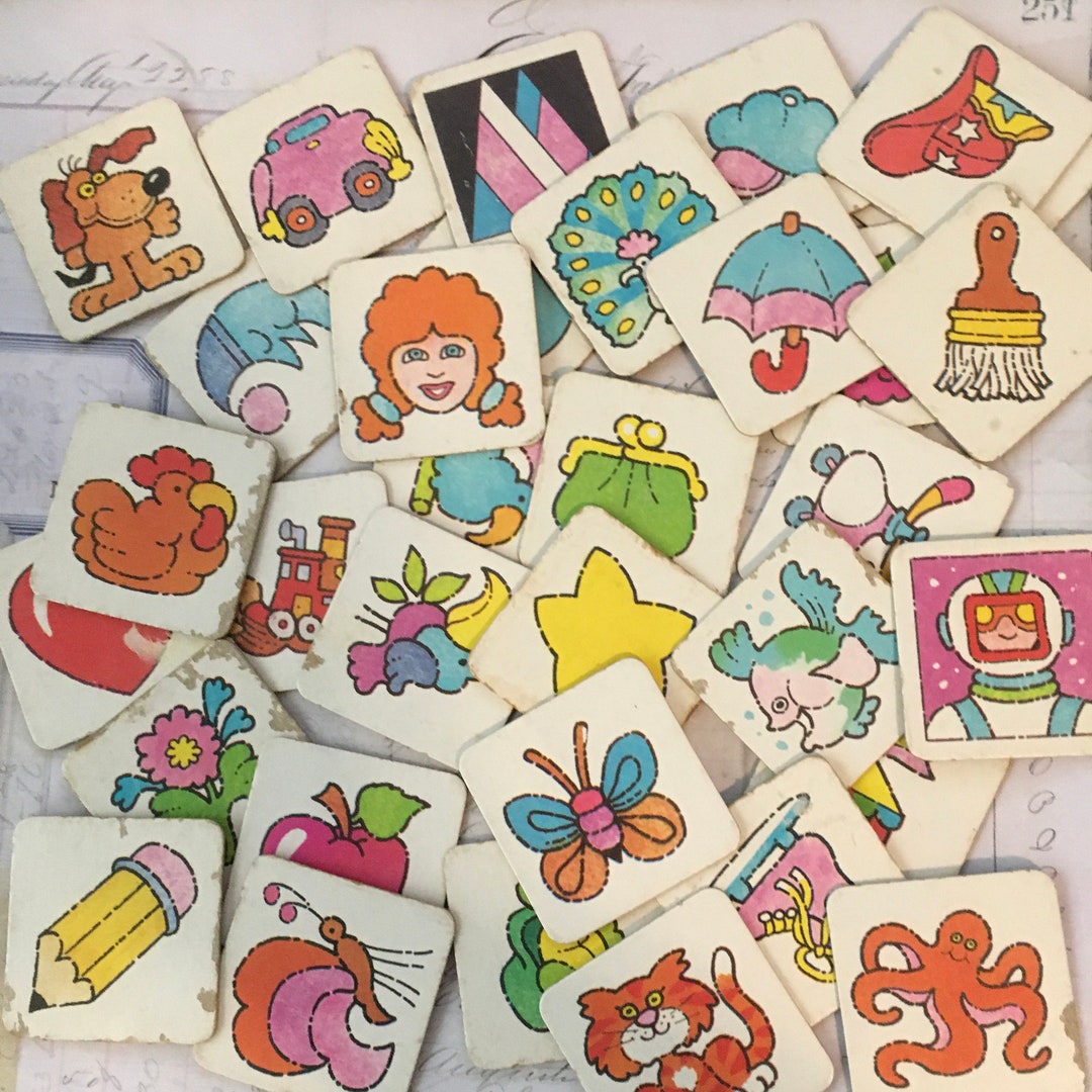 Picture Tiles / 34 Vintage Game Tiles Chipboard Pictures From Matching ...