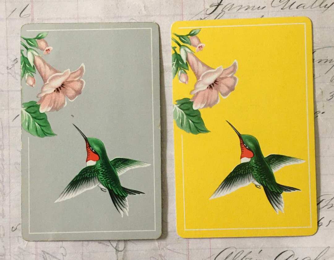 Bird Cards / 2 Vintage HUMMINGBIRD Playing Cards Great for Mixed Media ...