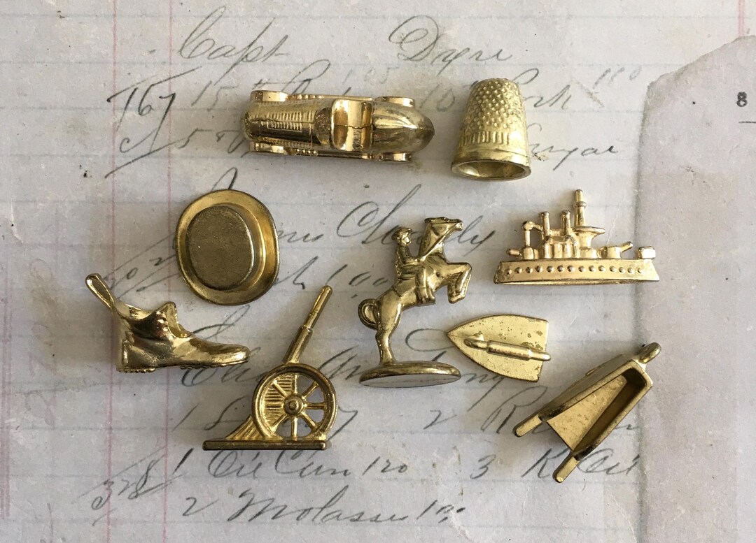 Monopoly Tokens / 9 Vintage Monopoly Gold Game Tokens / Monopoly Game ...