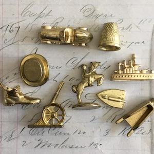 Monopoly Tokens / 9 Vintage Monopoly Gold Game Tokens / Monopoly Game ...