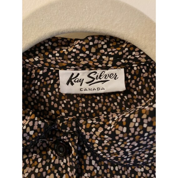 Vintage Kay Silver Blouse, Vintage Brown Patterned Bl… - Gem