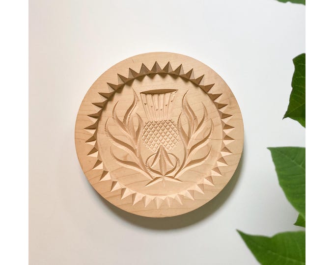 Vintage Scottish Thistle Shortbread Mold, Hand Made Wooden Mold, J & I ...