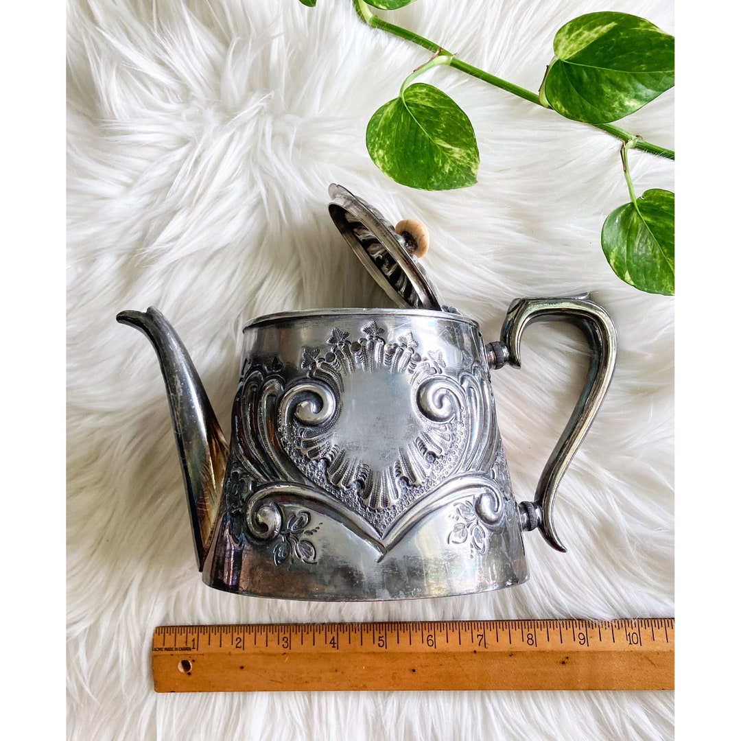 Antique Victorian Silver Plated Teapot, Repousse, Floral Teapot ...
