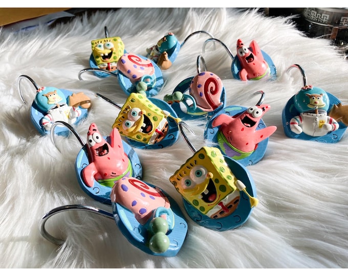 RARE 2005 Spongebob Squarepants Shower Curtain Hooks, Set of 12 Curtain ...