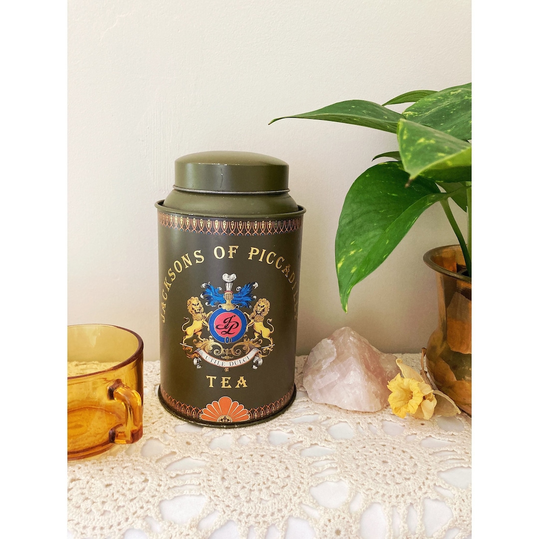 Vintage Jacksons of Piccadilly Tin, Green Tea Tin, Round Tin ...