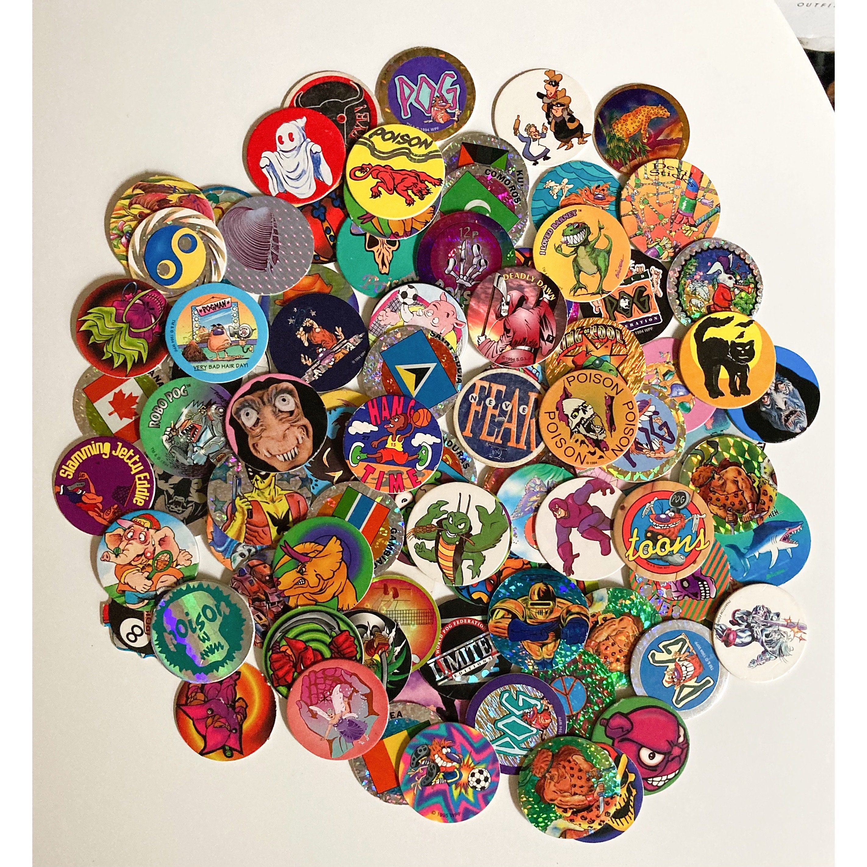 Vintage Pog Set, Random Pogs, Pogman, 90s Pogs, Collectible Pogs, Pog ...