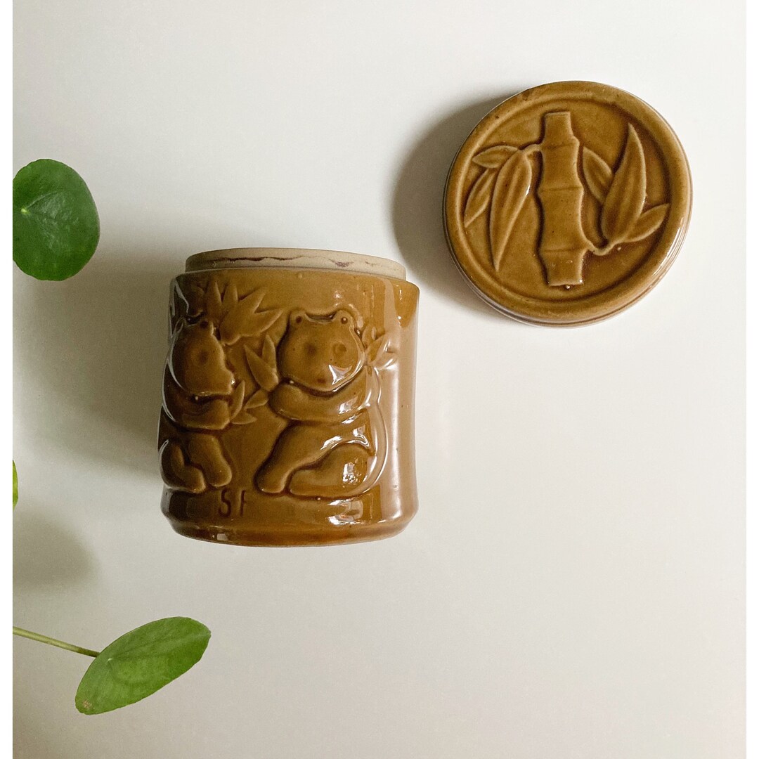 Vintage Panda Bear Stoneware Lidded Jar, Panda Jar, Sheila Fournier ...