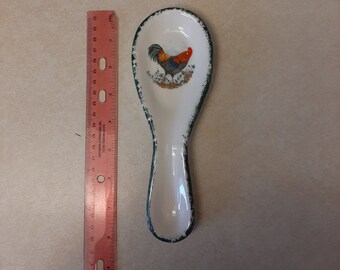 SPOON REST CERAMIC Chicken N Rooster Stoneware Handmade - Etsy