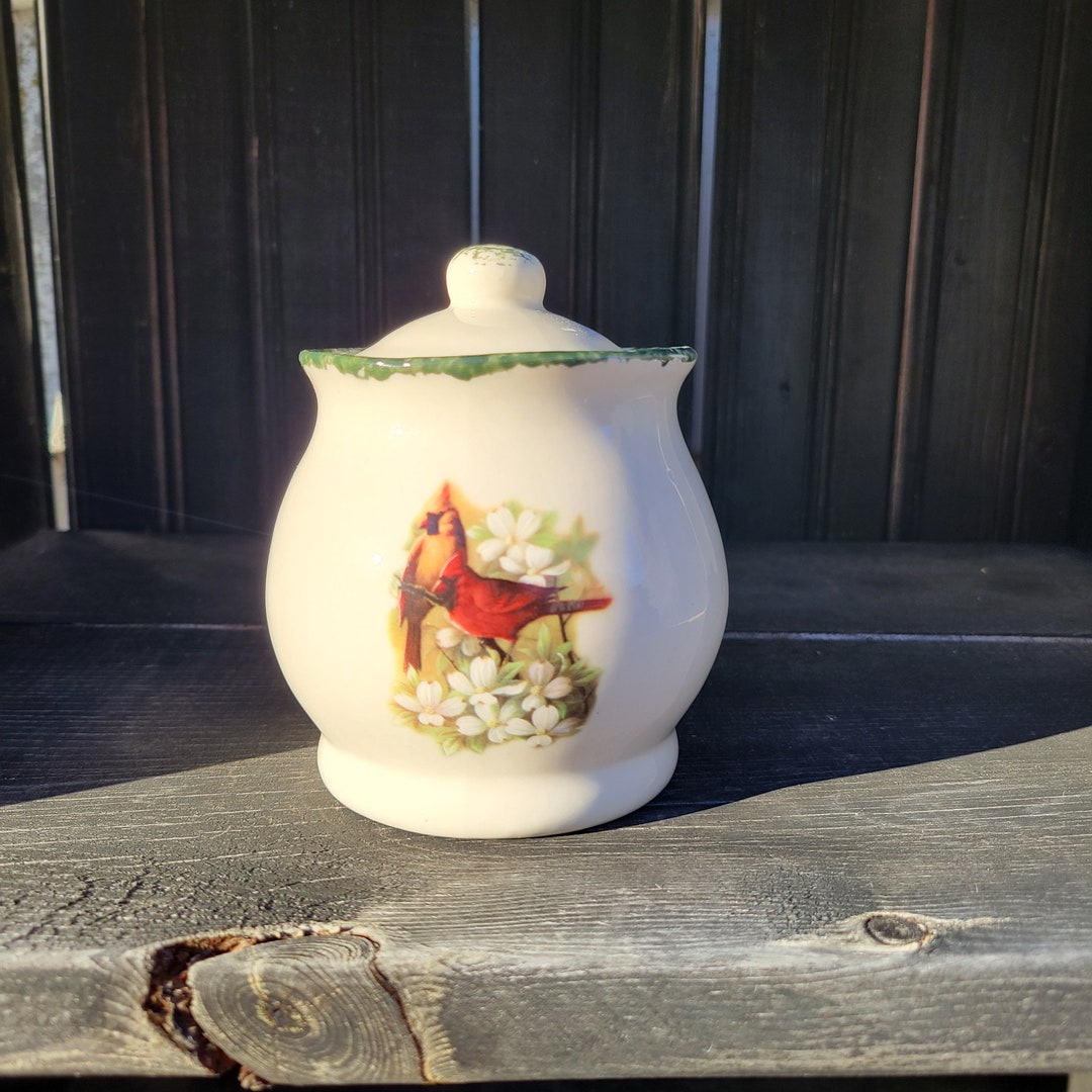 Summer Cardinal Motif Ceramic Sugar Bowl - Etsy