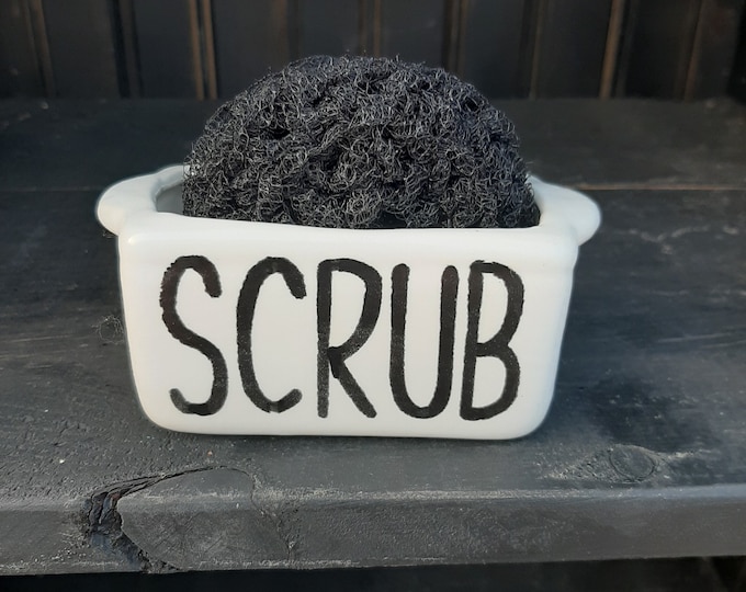 Farmhouse Hand Stenciled Small scrub Ceramic Scrubbie/sponge/scrubby ...