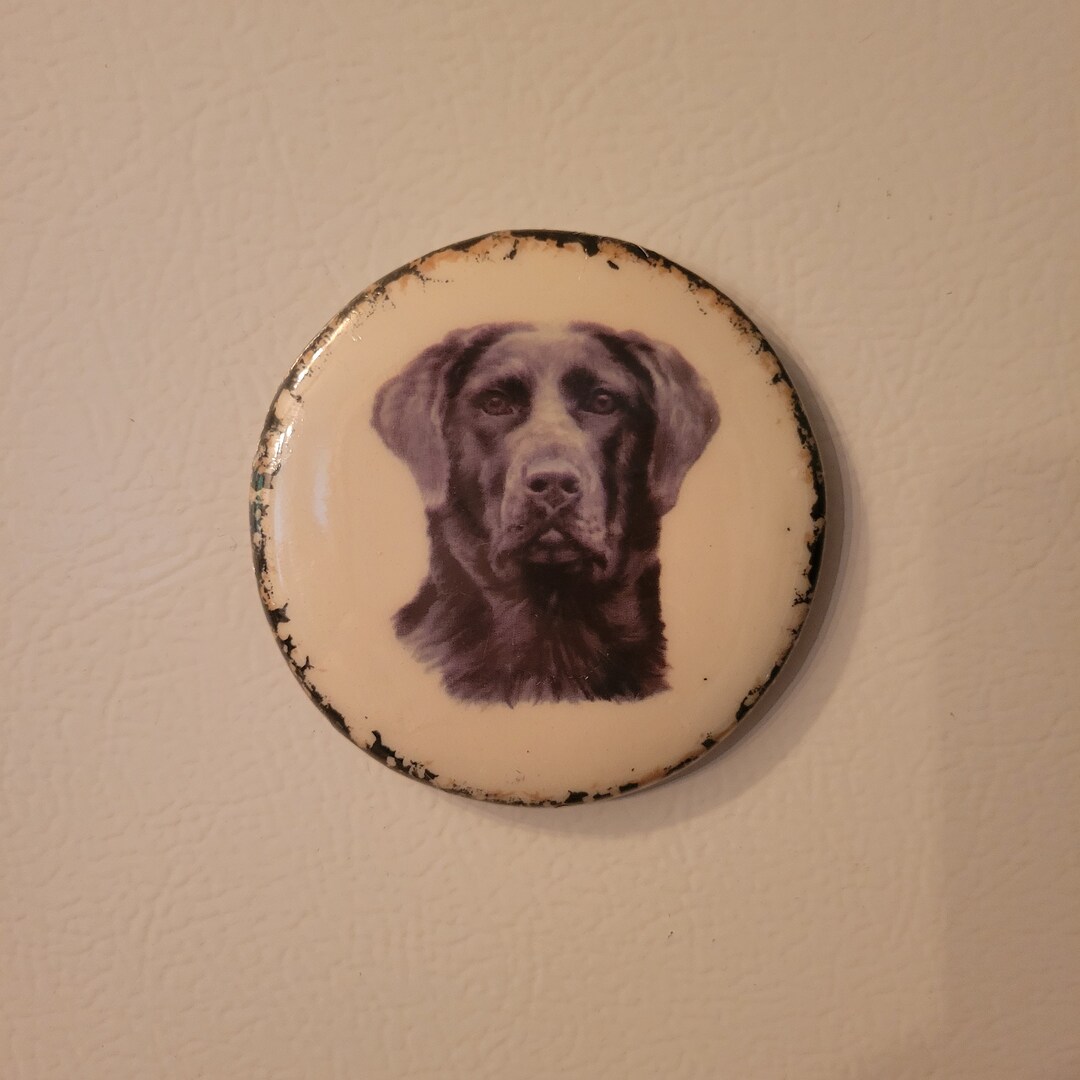 Black Lab Motif Ceramic Magnet With Hand Sponged Black and Brown Trim ...