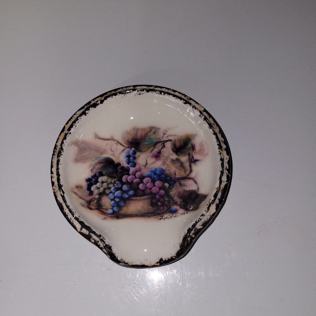 Tuscany Grape Motif Ceramic Scoop Style Spoon Rest With Hand - Etsy