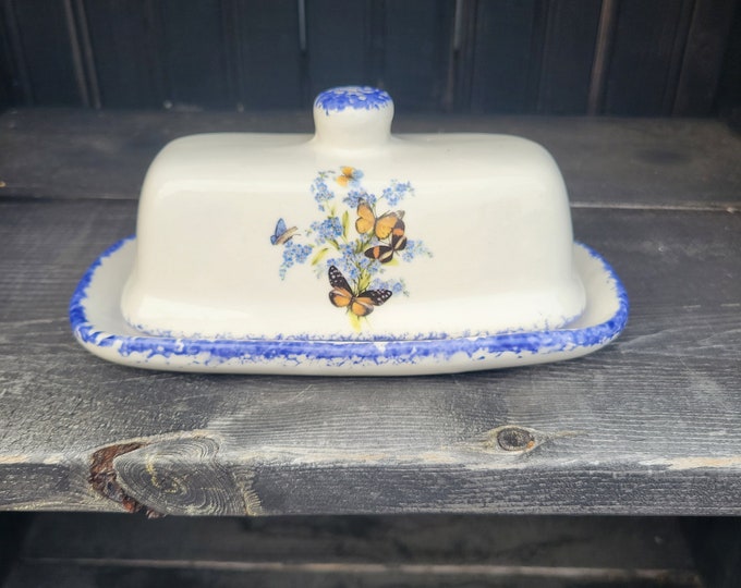 Painted Butter Dish With Monarch Butterflies, Ceramic Butter Dish ...