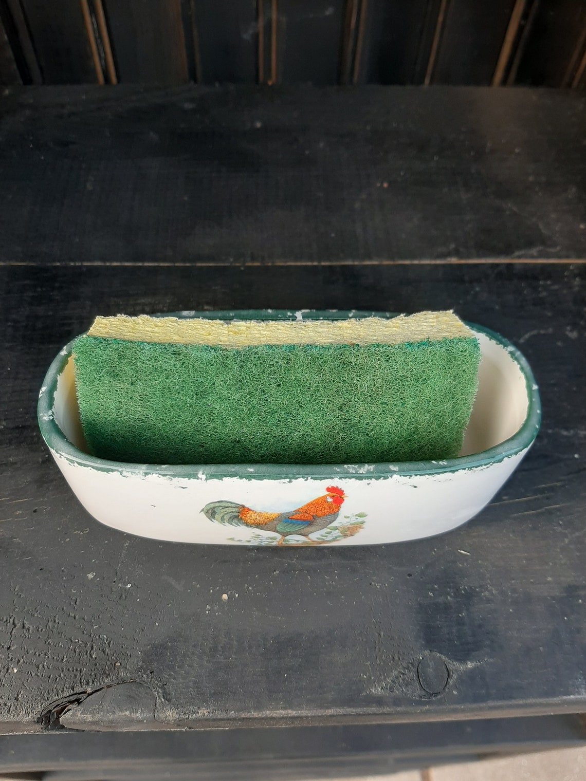Green Rooster Large ceramic sponge/sos pad/scrubbie/scrubby | Etsy