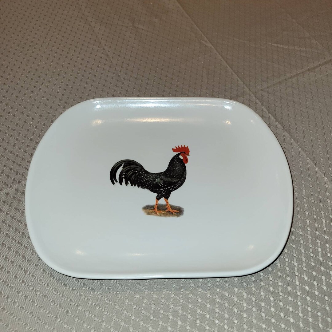 Rooster Motif Rectangle Ceramic Platter - Etsy