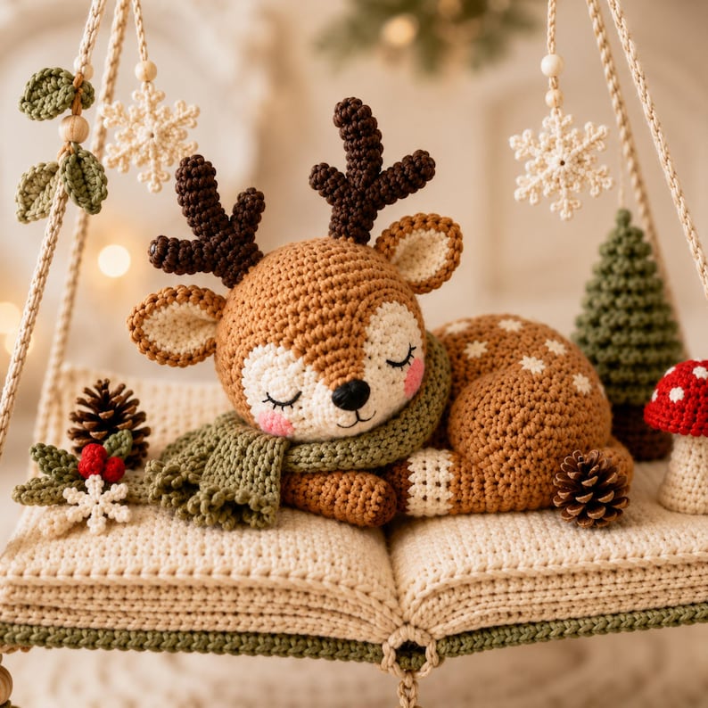 Crochet Reindeer Wall Hanging Pattern, Christmas Deer Amigurumi PDF ...