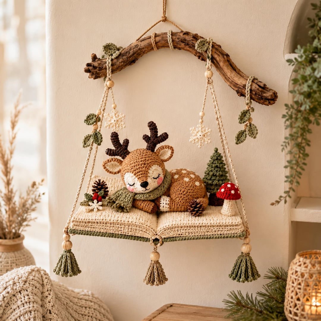 Crochet Reindeer Wall Hanging Pattern, Christmas Deer Amigurumi PDF ...