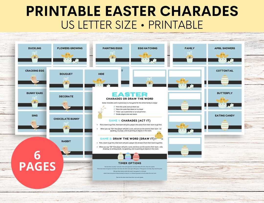 Easter Charades Printable | Easter Game | Family Game Night ...