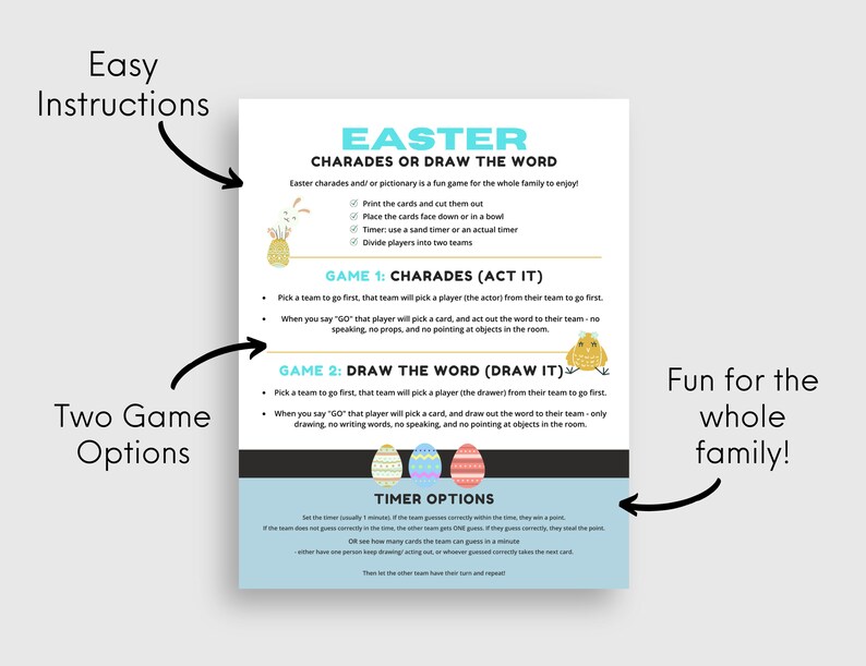 Easter Charades Printable | Easter Game | Family Game Night ...