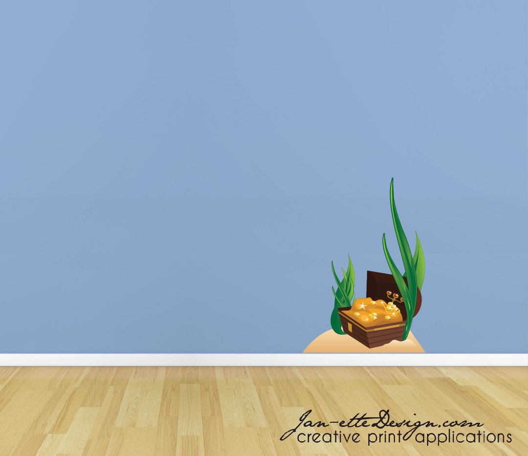 Kids Wall Decals, Deep Sea Treasure and Seaweed Fabric Wall Decal Under ...