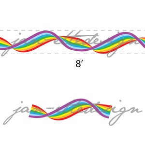 Pastel Rainbow Wall Border, Wavy Rainbow Ribbon Wall Border Removable ...