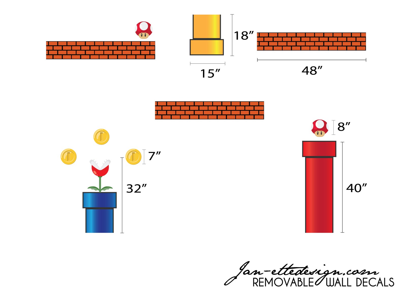 Gaming Wall Decor,removable Fabric Wall Decals,video Game Bricks and ...