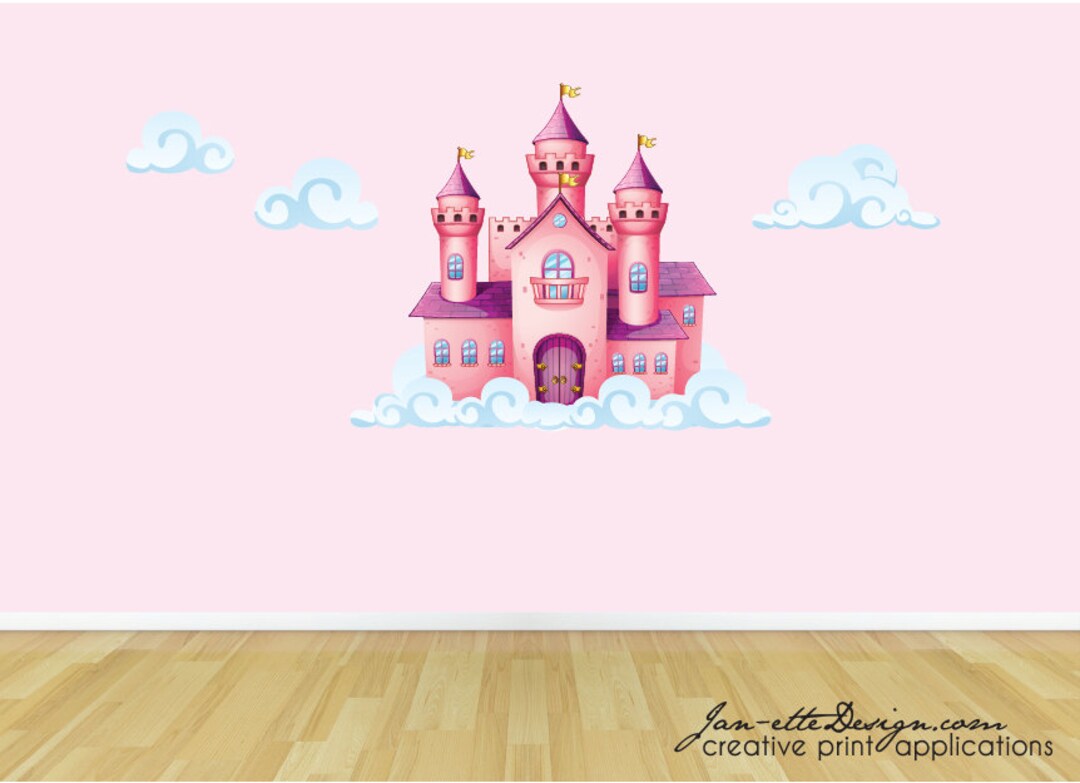 Castle Wall Decal, Large Princess Castle in the Clouds,removable and ...