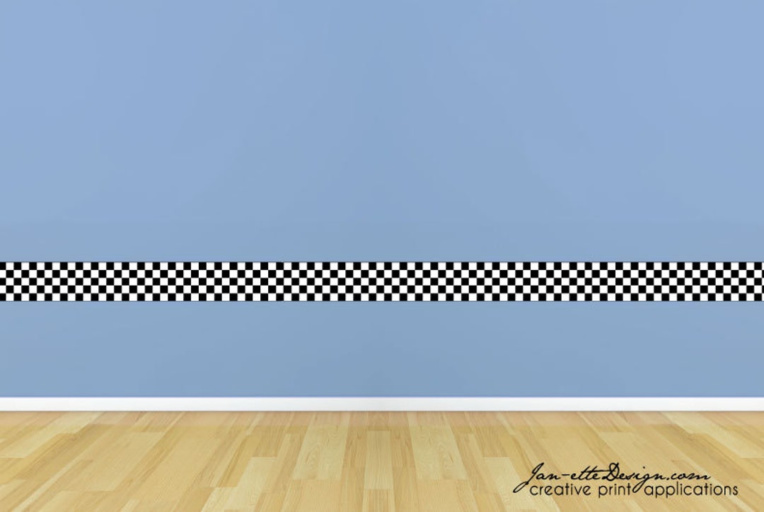 Wall Decals, Kids Checkered Wall Border, Racing Wall Art, Race Car ...