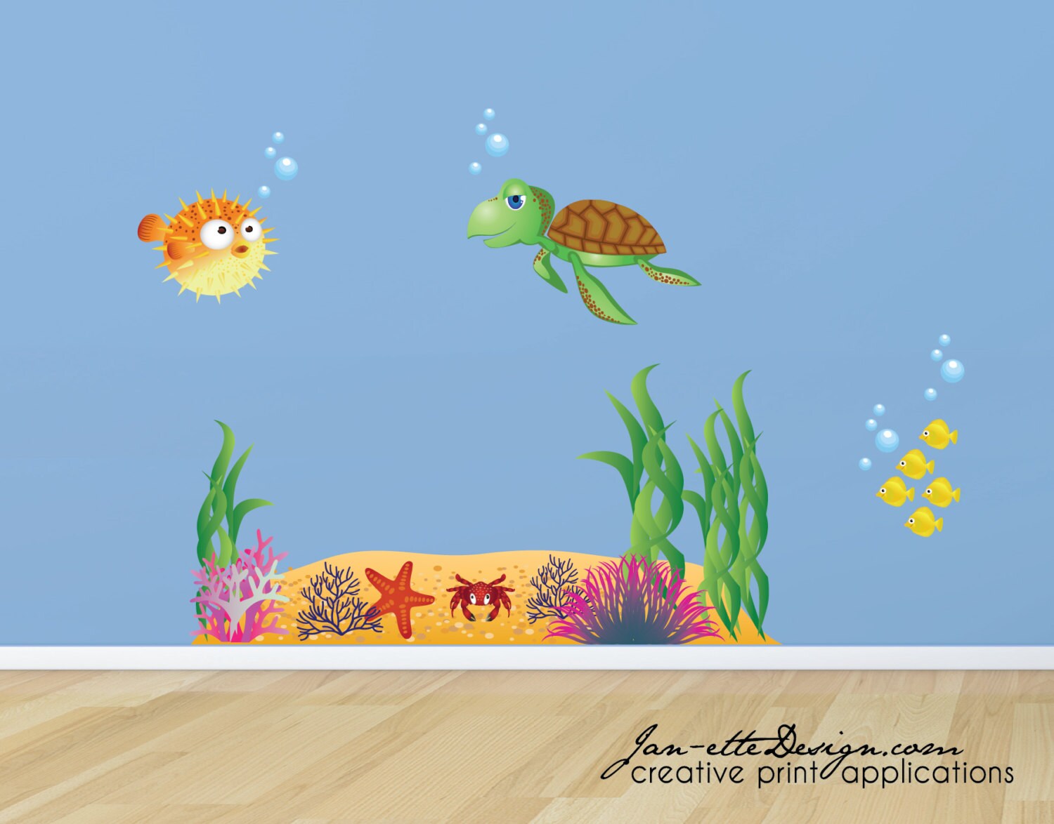 Fish Wall Decals Ocean Floor Fish Fabric Wall Decal Set | Etsy