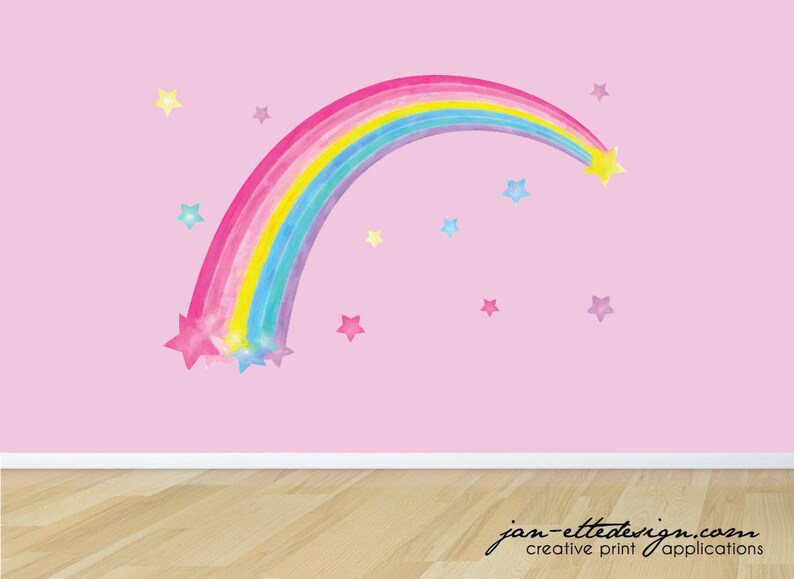 Watercolor Rainbow Wall Decal,removable Fabric Wall Decal, Girls ...