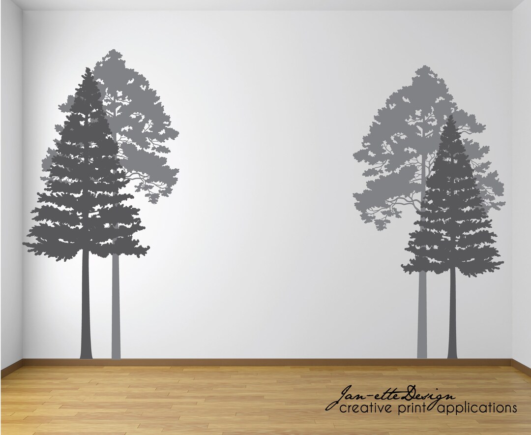 Tall Tree Wall Decals,pine Trees,woodland Theme Nursery and Bedrooms ...