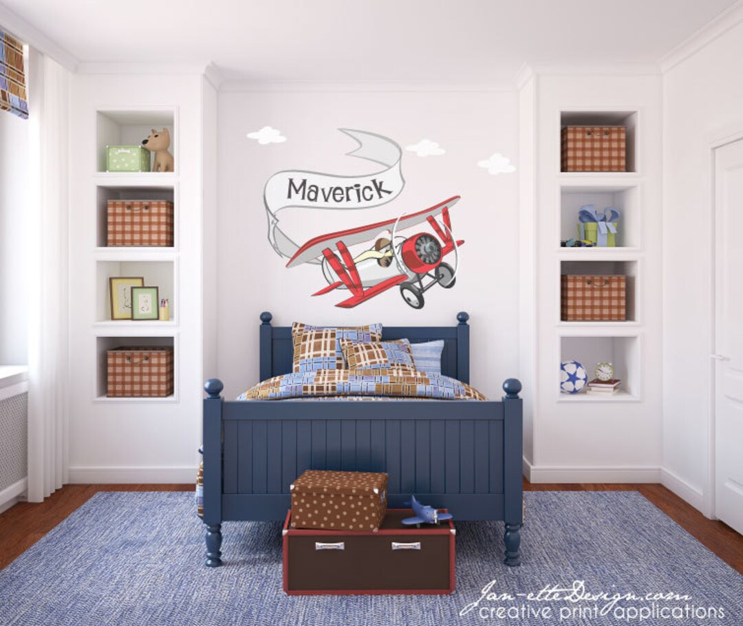 Airplane Wall Decal,kids Personalized Airplane Fabric Wall Decal - Etsy