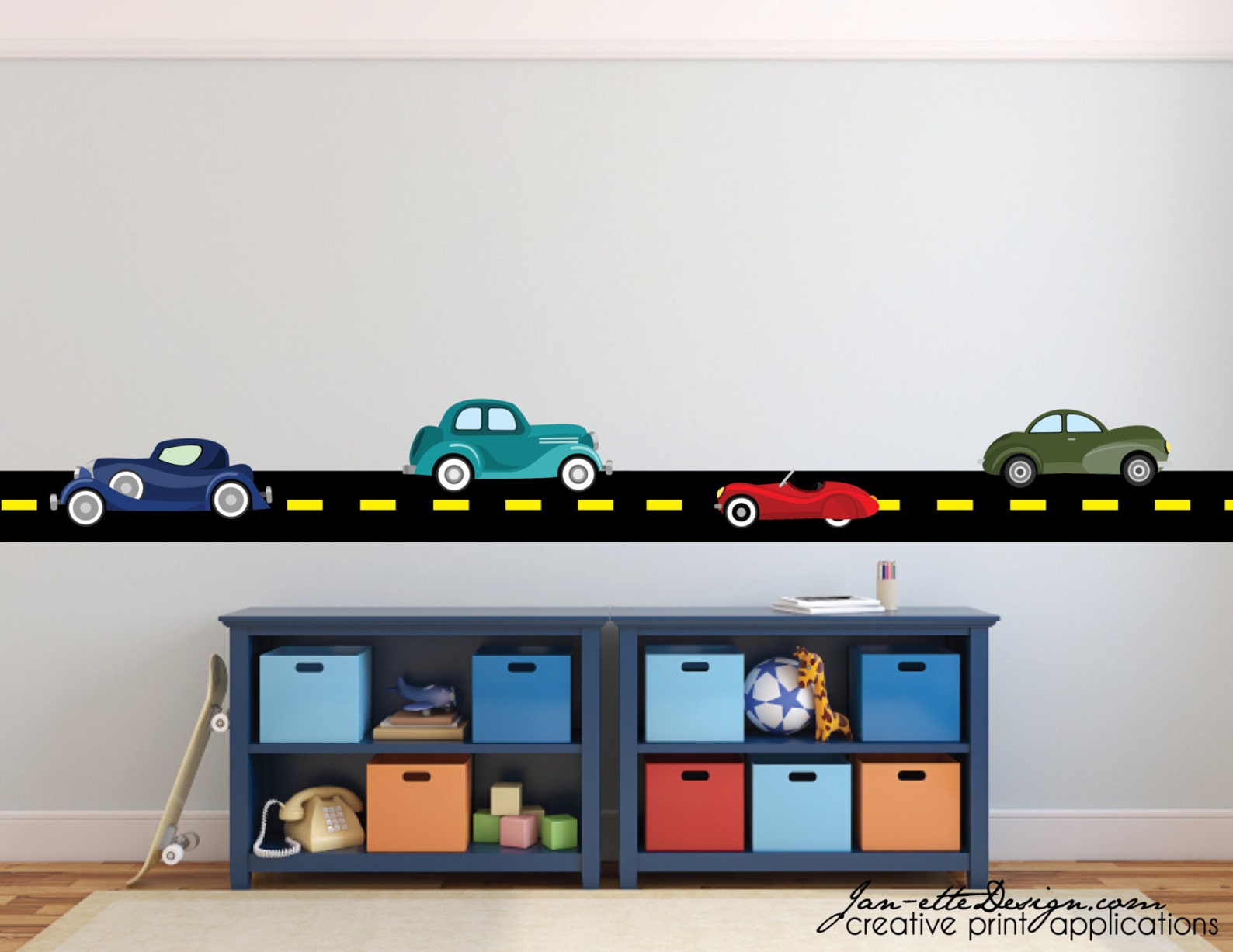Kids Road Border Wall Decal Stickerclassic Car Wall - Etsy