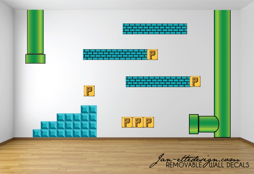Gaming Wall Decor,removable Wall Decals,underground Bricks and Tunnels ...