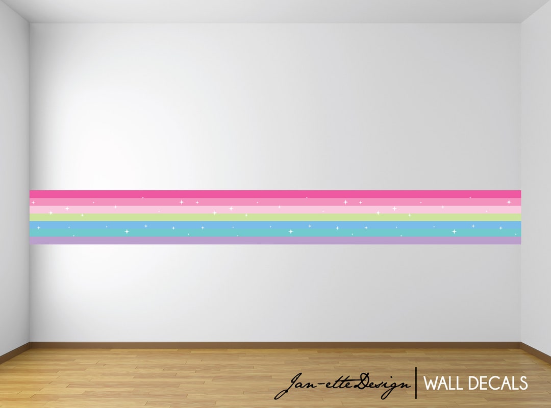Pink Sparkle Rainbow Wall Border,rainbow Stripe Wall Sticker,peel and ...