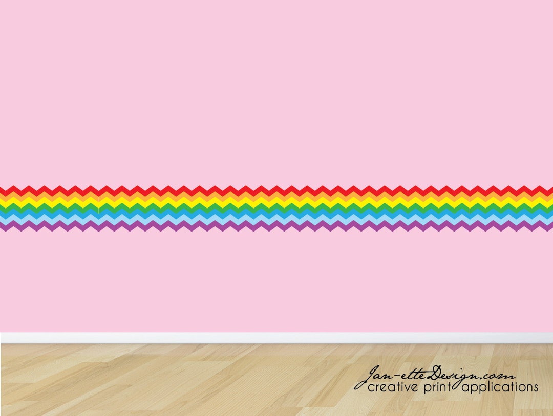 Rainbow Wall Border,rainbow Chevron Wall Decal Border,removable ...