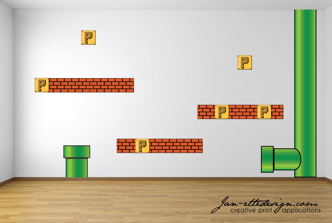 Gaming Wall Decor,removable Fabric Wall Decals,video Game Bricks and ...