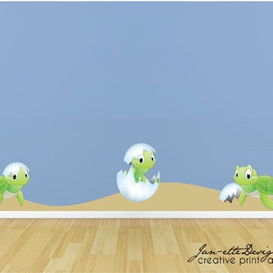 Beach Wall Decals,turtle Wall Decals, Baby Hatching Turtles, Turtle ...