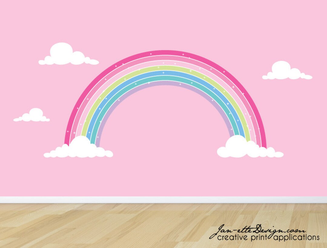 Rainbow Wall Decal, Pink Rainbow Fabric Wall Sticker,girls Pink Rainbow ...