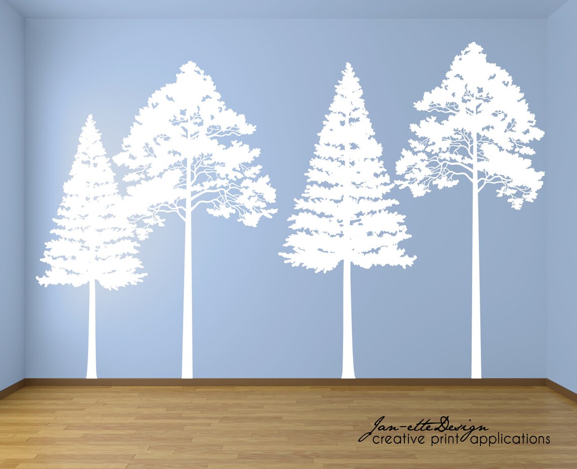 Tall Tree Wall Decalspine Treeswoodland Theme Nursery and | Etsy